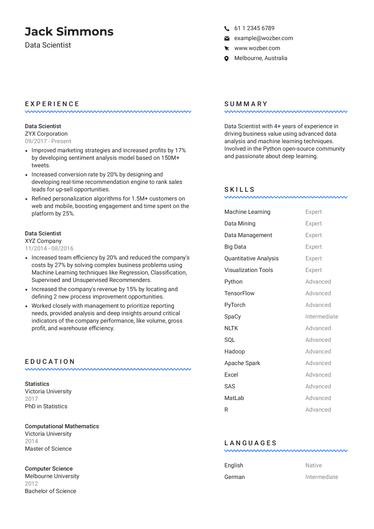 Modern CV Examples | Wozber