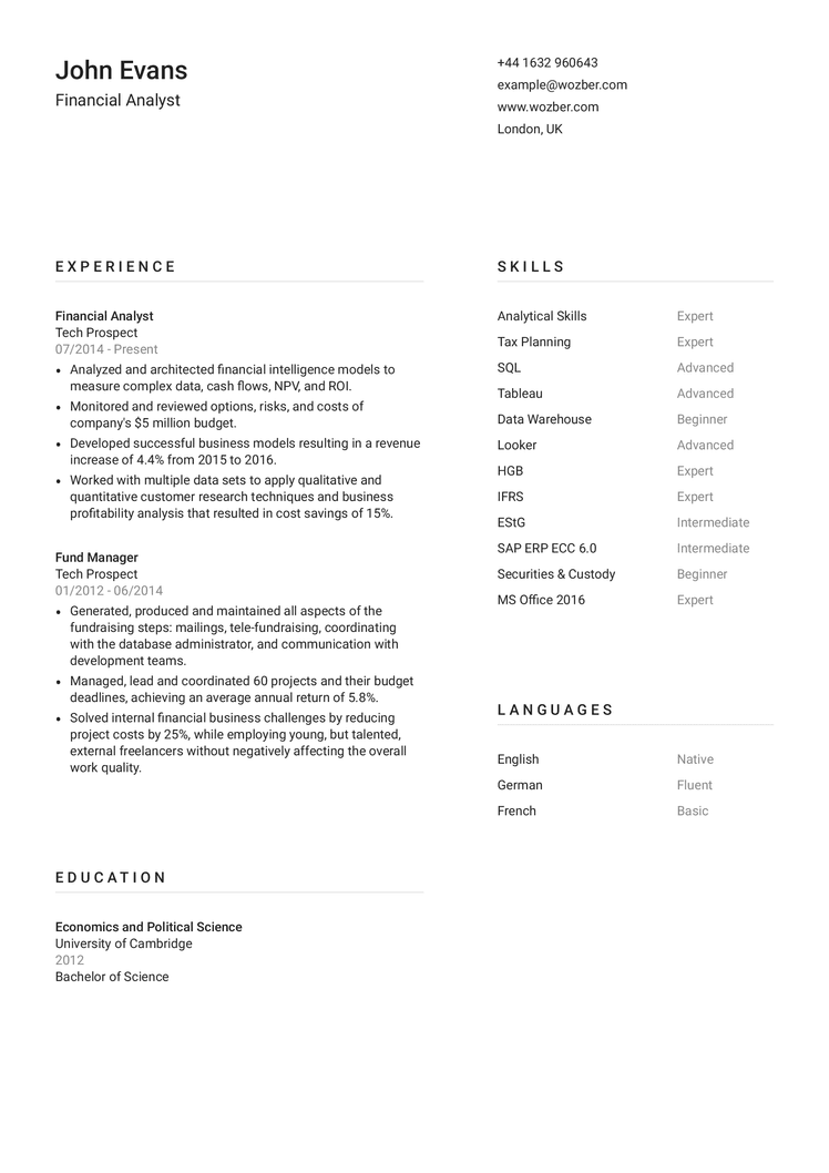 Free resume builder for modern job seekers | Wozber