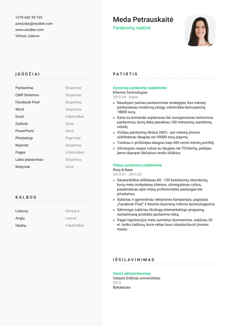 Finansų analitiko CV pavyzdys