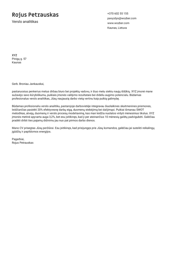 Motyvacinio laiško pavyzdžiai | Wozber