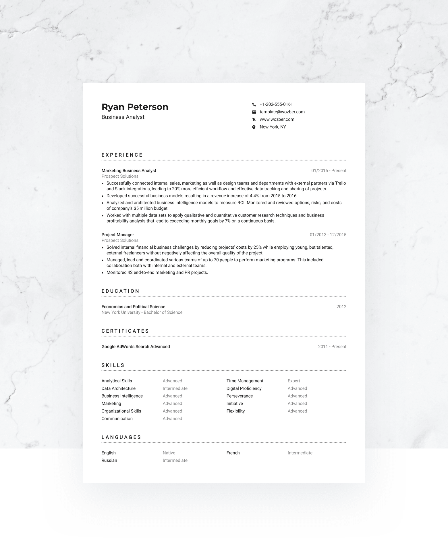 Free Resume Template #2 | Wozber