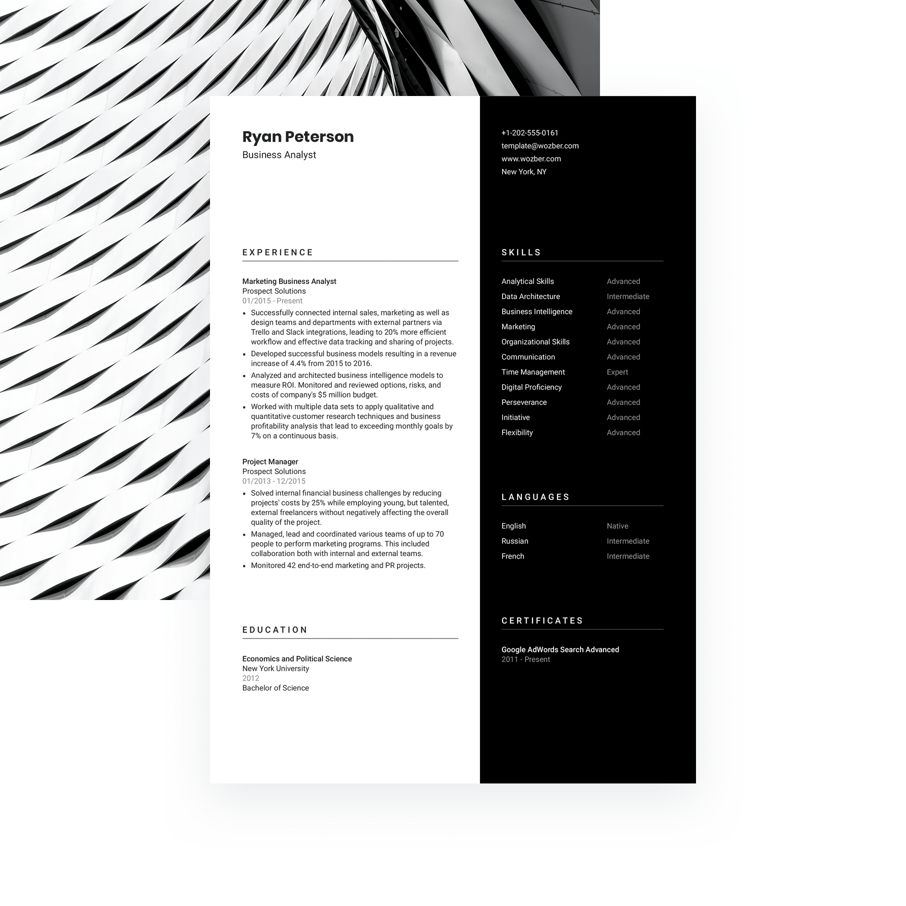 Free Resume Template #17 | Wozber