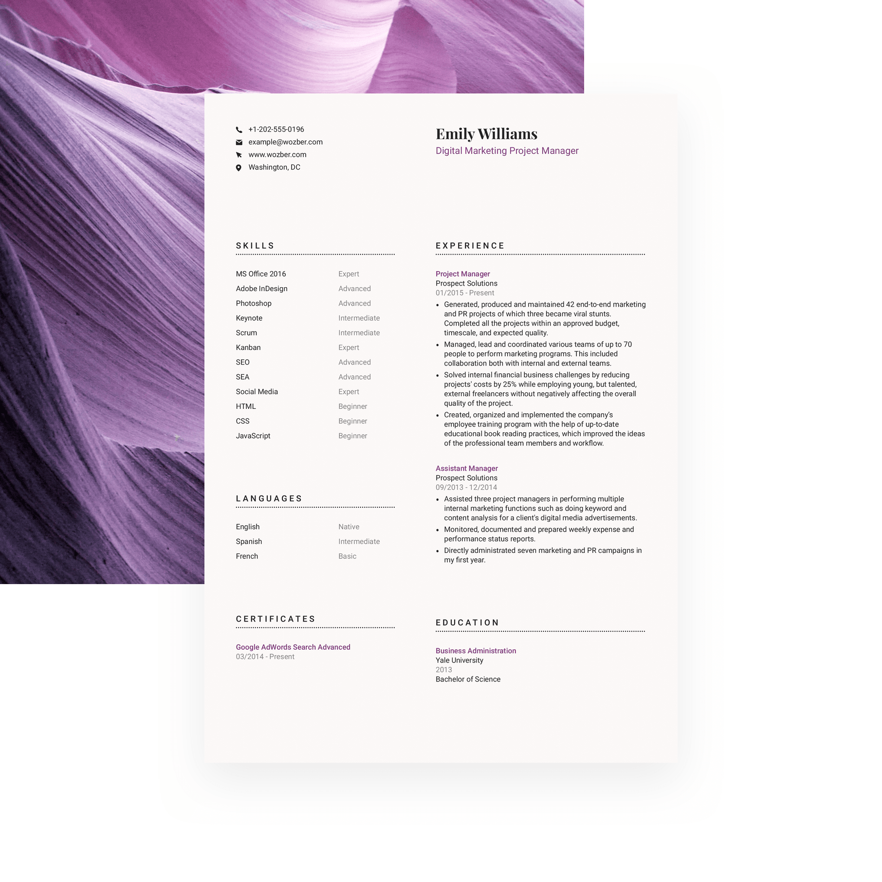 Free Resume Template #20 | Wozber