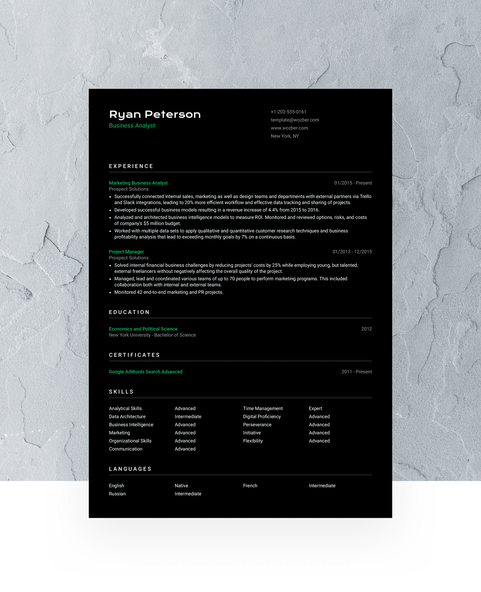 Free Resume Template #24 | Wozber