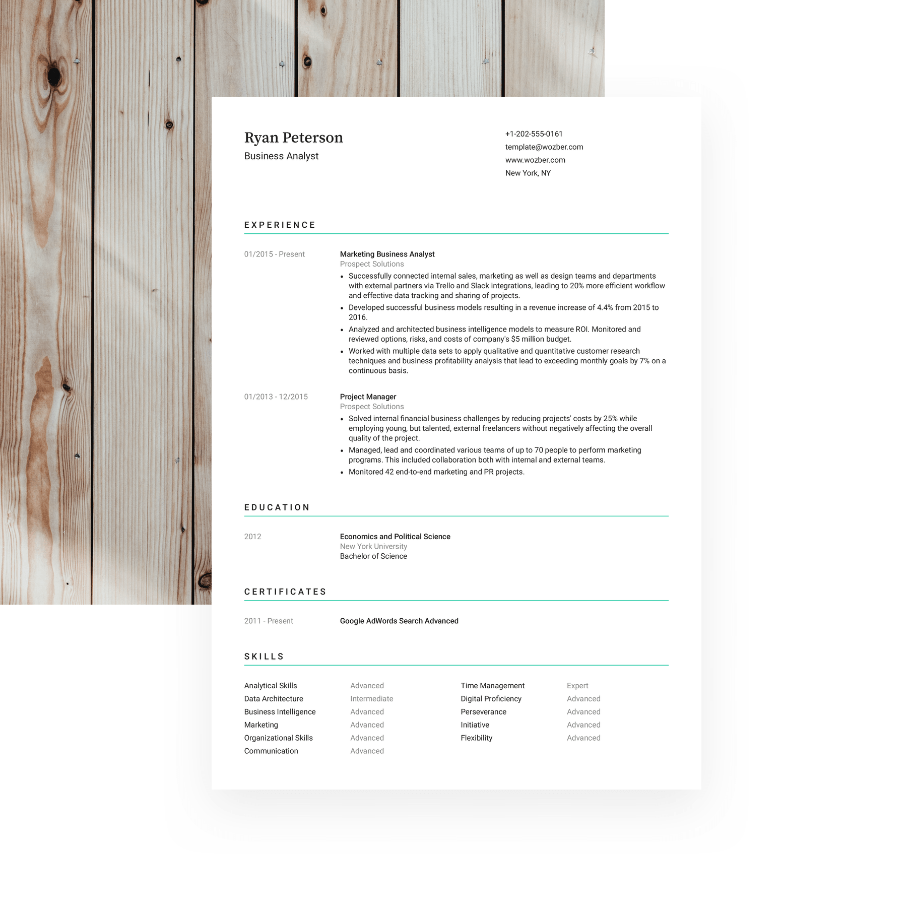 Free Resume Template #3 | Wozber
