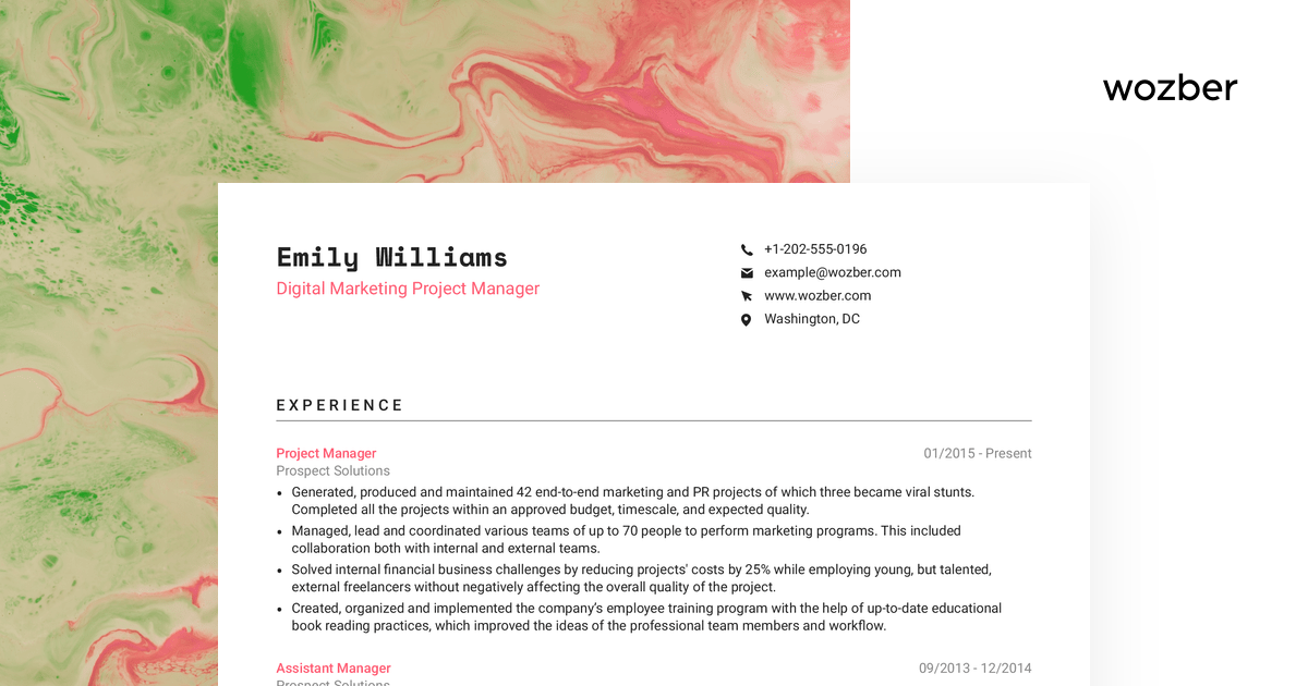 Free Resume Template #4 | Wozber