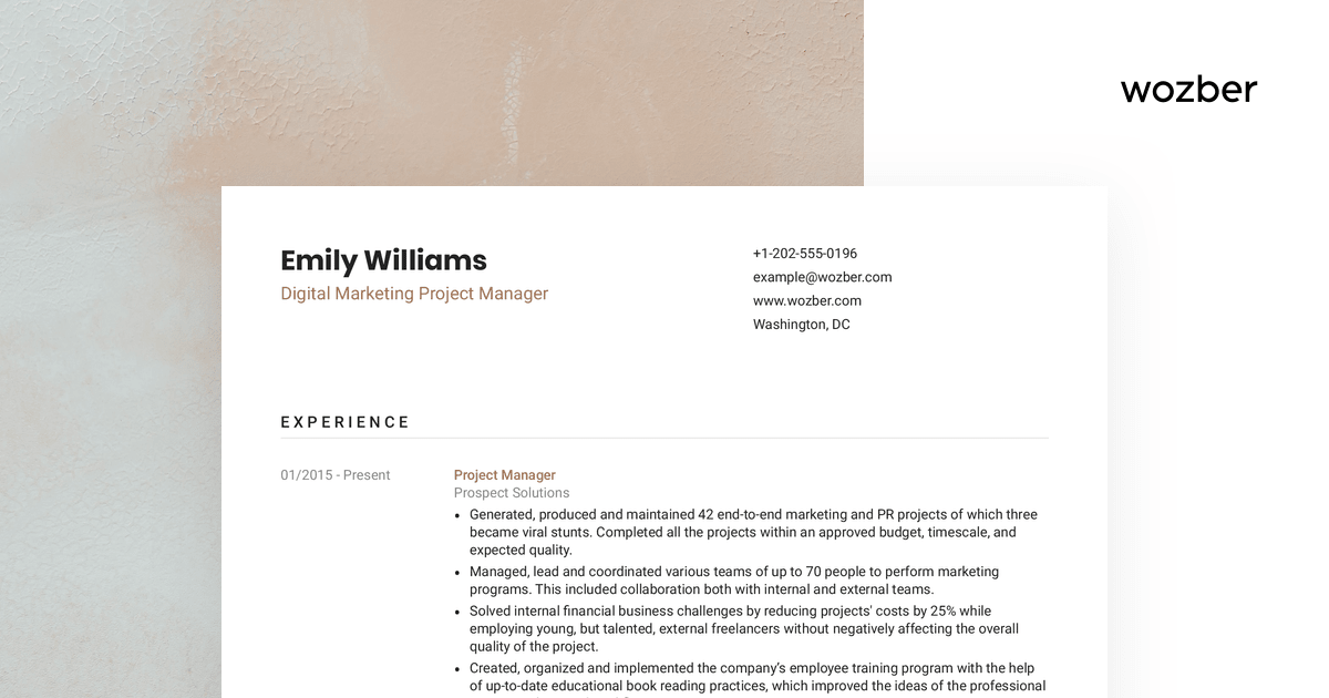 Free Resume Template #6 | Wozber