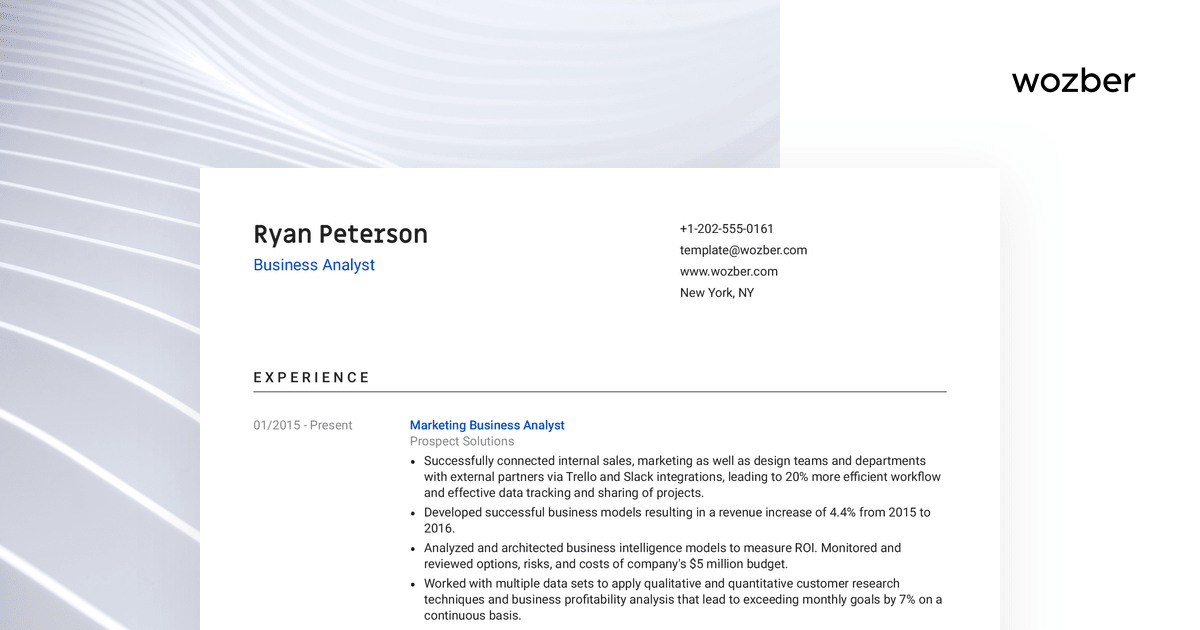 Free Resume Template #8 | Wozber