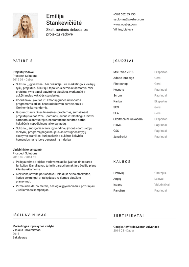 Nemokamas modernaus CV kūrimo įrankis | Wozber