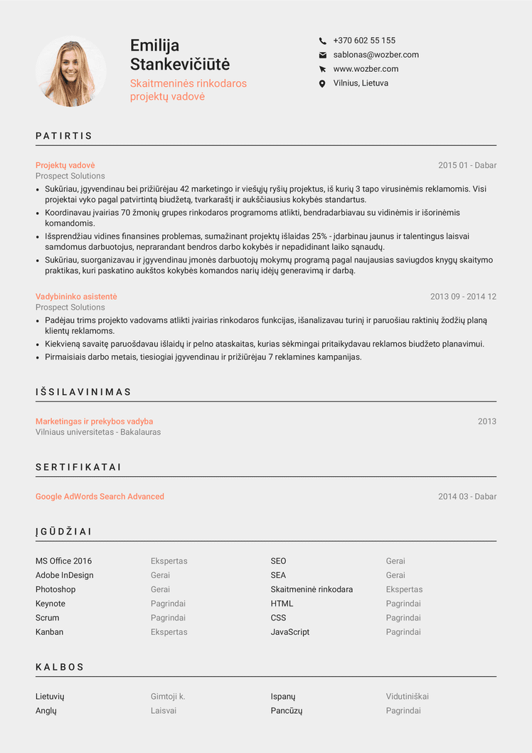 Nemokamas modernaus CV kūrimo įrankis | Wozber