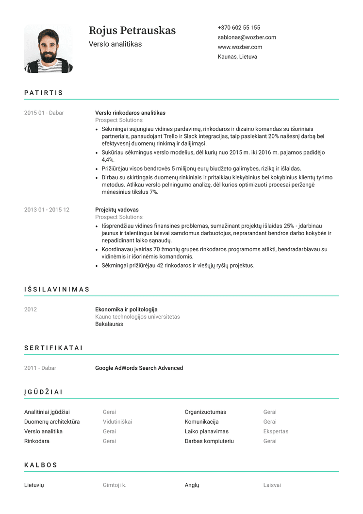 Nemokamas modernaus CV kūrimo įrankis | Wozber