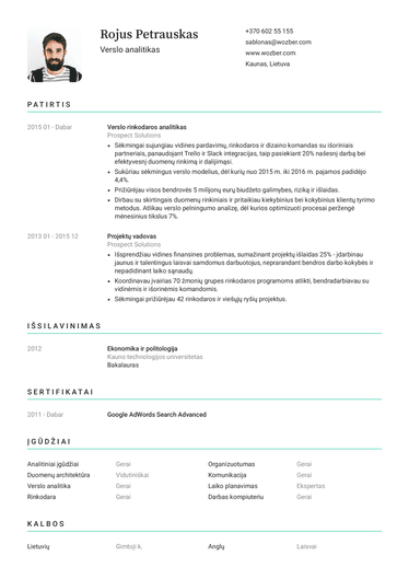 Nemokamas modernaus CV kūrimo įrankis | Wozber