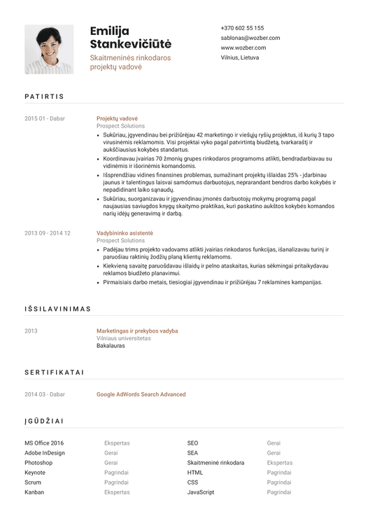 Nemokamas modernaus CV kūrimo įrankis | Wozber