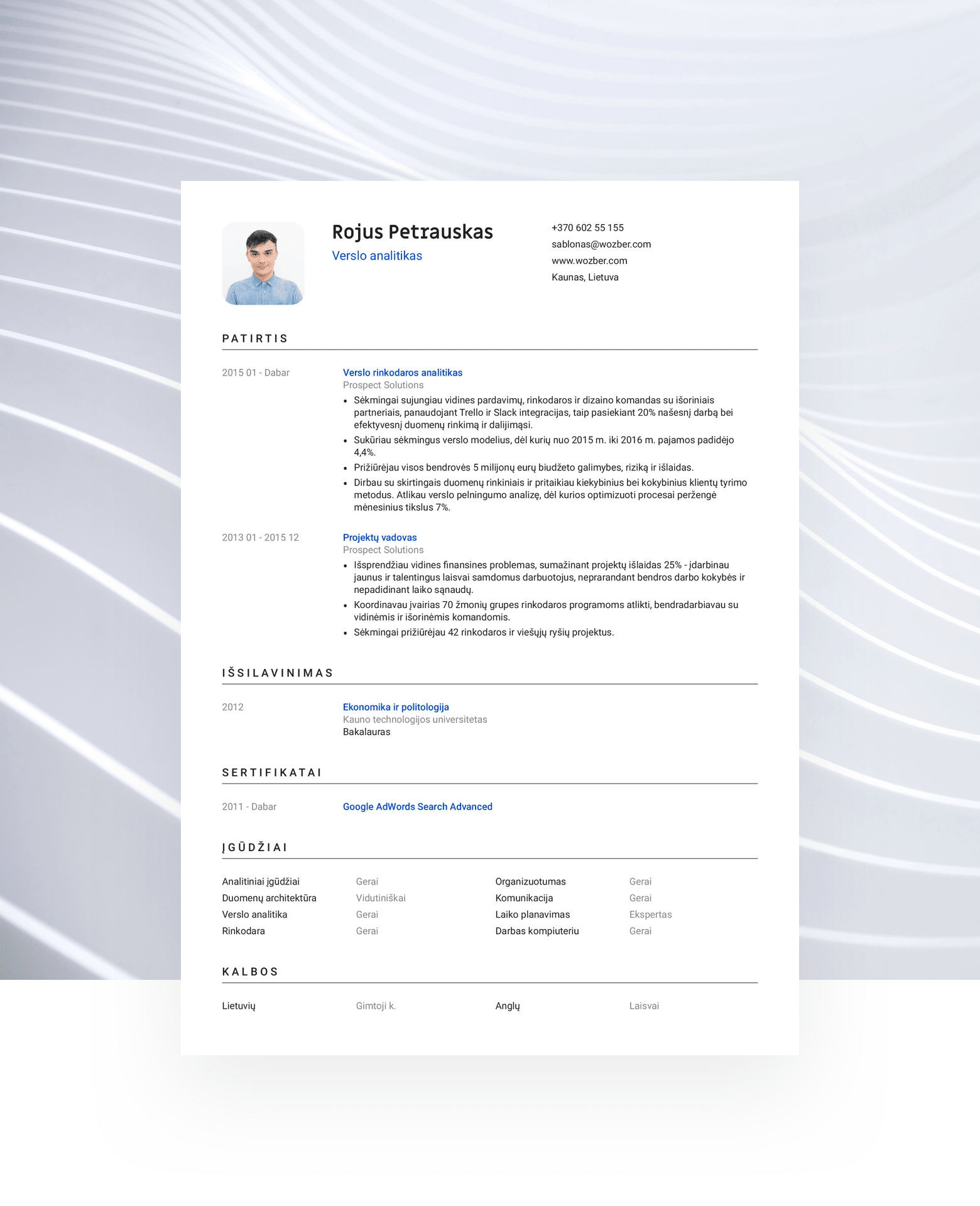 Nemokamas modernaus CV kūrimo įrankis | Wozber